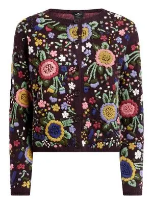 ETRO Etro Floral Embroidered Wool Cardigan
