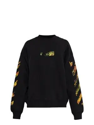 Off-White Long Sleeve Sweatshirt With Graphic Detail - Black