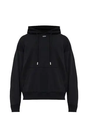 Off-White Long Sleeve Hooded Sweatshirt - Black