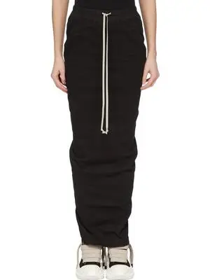 Rick Owens Midi Skirt With Drawstring - Black