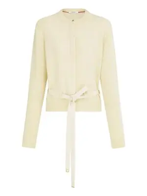 FERRAGAMO Cardigan With Grosgrain Belt - Chamomile