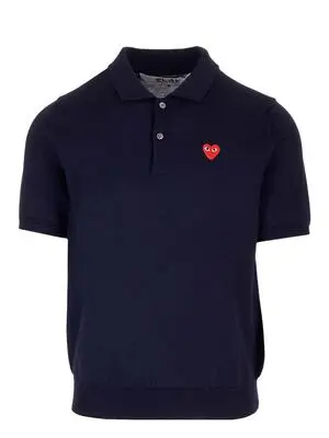 Comme Des Garçons Heart Patch Polo Shirt - Black