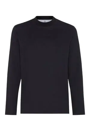 Brunello Cucinelli Mock-neck Cotton T-shirt - Black