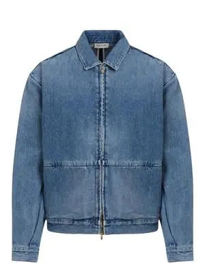 Fear Of God Drop Shoulder Zipped Denim Jacket - Blue