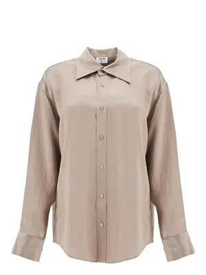 Filippa K Crinkled Shirt With Pointed Collar And Adjustable Cuffs - Nude
