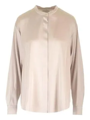 FORTE_FORTE Curved Hem Satin Shirt - Rose