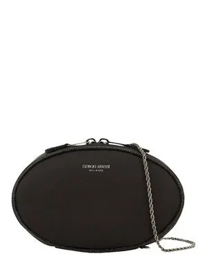 Giorgio Armani Oval Chain-link Clutch Bag - Black