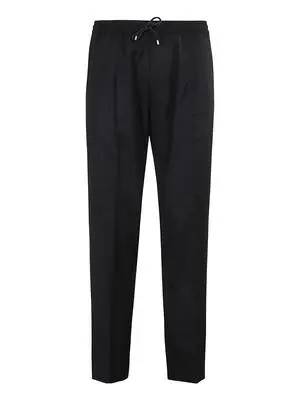 BRIGLIA 1949 Elastic Waistband Drawstring Casual Pants - Black