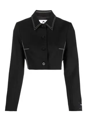 MARINE SERRE Moon Diamant-jacquard Cropped Jacket - Black