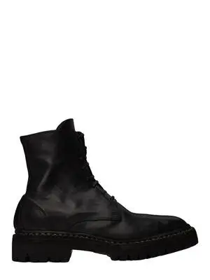 Guidi Lace-up Leather Ankle Boots - Black