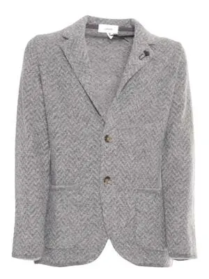 LARDINI Brooch-detailed Tailored Blazer - Gray