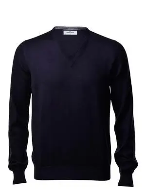 GRAN SASSO V-neck Knitted Pullover - Black