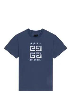Givenchy Faded 4g Logo Printed Crewneck T-shirt - Blue