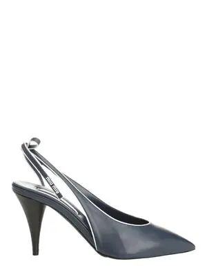 Miu Miu Bow-detailed Pointed-toe Slingback Pumps - Gray