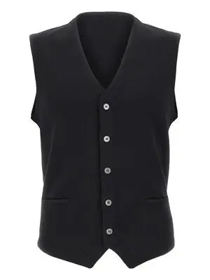 GRAN SASSO Button-up V-neck Vest - Black