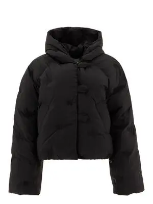 GANNI Short Hooded Tech Puffer Jacket - Black