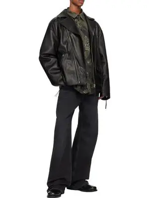 Acne Studios Leather Zip-up Biker Jacket - Black