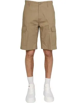Carhartt Work In Progress Bermuda Cargo Shorts With Logo Detail - Brown