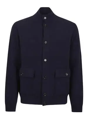 LARDINI High-neck Buttoned Knitted Cardigan - Black