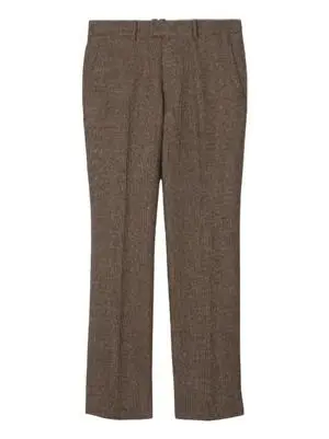 Burberry Check Wool Linen Blend Sloane Tailored Trousers - Soap Beige/brown