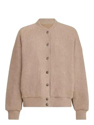 Brunello Cucinelli Cashmere Rib-knit Bomber Jacket - Nude