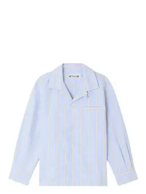 Bonpoint Mael Organic Cotton Striped Shirt - Blue
