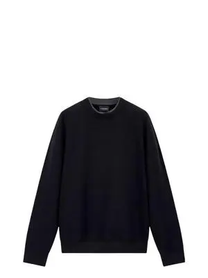 Emporio Armani Double Jersey Sweatshirt With Eagle Embroidery - Black