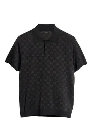 Gucci Viscose Gg Jacquard Polo Shirt - Black