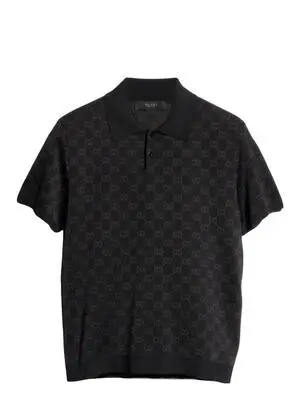 Gucci Viscose Gg Jacquard Polo Shirt - Black
