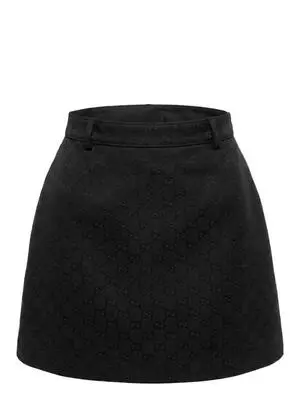 Gucci Gg Cotton Blend Mini Skirt - Black