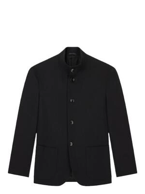 Giorgio Armani Blazer One Shot Regular Fit In Pure Virgin Wool Crepe - Black
