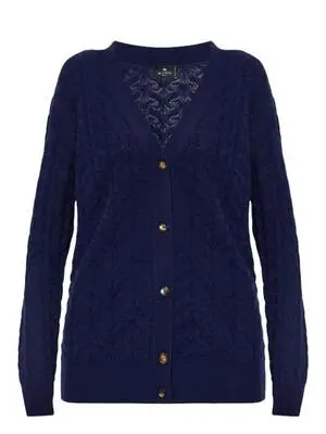 Etro Long Sleeve V-neck Knit Top - Black