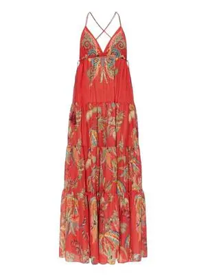 Etro Printed Cami Maxi Dress - Red