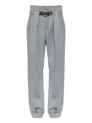 Attico Pleated Trousers With Belted Waist - Grey