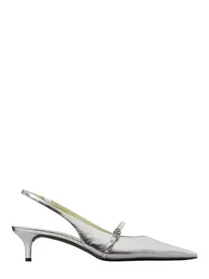 Tory Burch Double T Metallic Pointed Toe Pumps - White