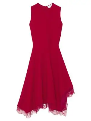 Alexander McQueen Lace Trim A-line Dress - Red
