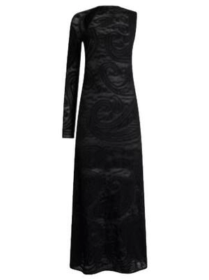 Etro Jacquard Long Dress With Paisley Motif - Black