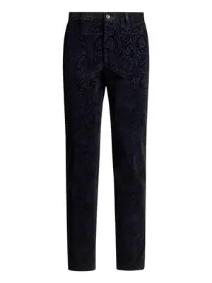 Etro Cotton Velvet Trousers With Arnica Motif - Black