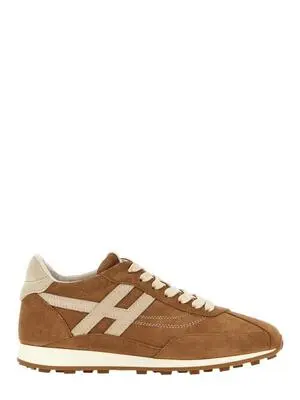 Hogan Suede Paneled Logo Sneakers - Beige