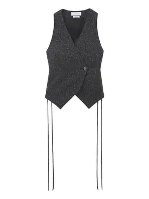 Alexander McQueen Lace-detailed Glittered Vest - Grey