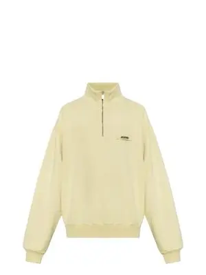 Jacquemus Gros Grain Quarter-zip Logo-patch Sweatshirt - Yellow