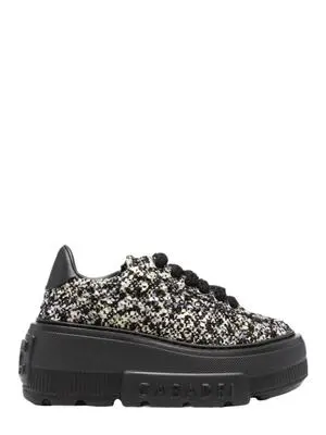 Casadei Casadei Bouclé-Knit Platform Sneakers Black