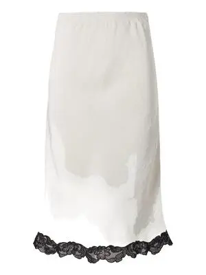 Maria Mcmanus Lace-trimmed Satin Midi Skirt - Cream