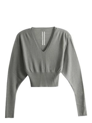 Rick Owens Cropped V-neck Top - Dust