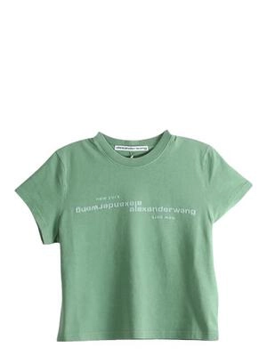 Alexander Wang Mirrored Logo Shrunken T-shirt - Washed Sage