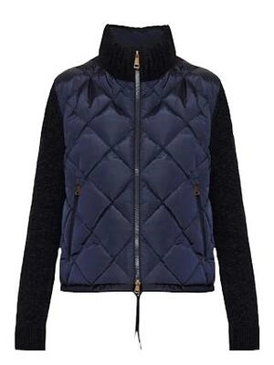 Moncler Quilted Cardigan With High Neck - Black