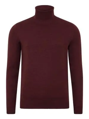 PAUL JAMES KNITWEAR Extra Fine Merino Wool Roll Neck Jumper - Red