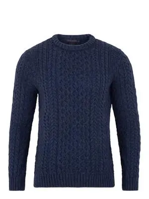 PAUL JAMES KNITWEAR British Wool Johnson Cable Jumper - Blue
