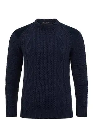 PAUL JAMES KNITWEAR Chunky Merino Wool Cable Knit Jumper - Blue