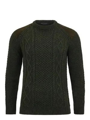 PAUL JAMES KNITWEAR Chunky Merino Wool Archiee Shooting Jumper - Green